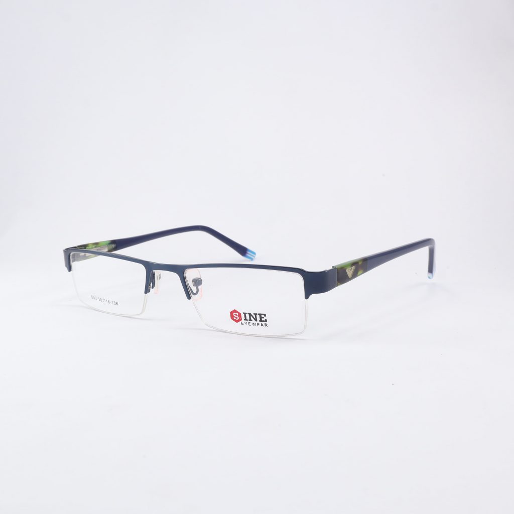 Sine Eyewear Unisex Supra Blue Half Frame Eyeglasses 003 - Opticspro