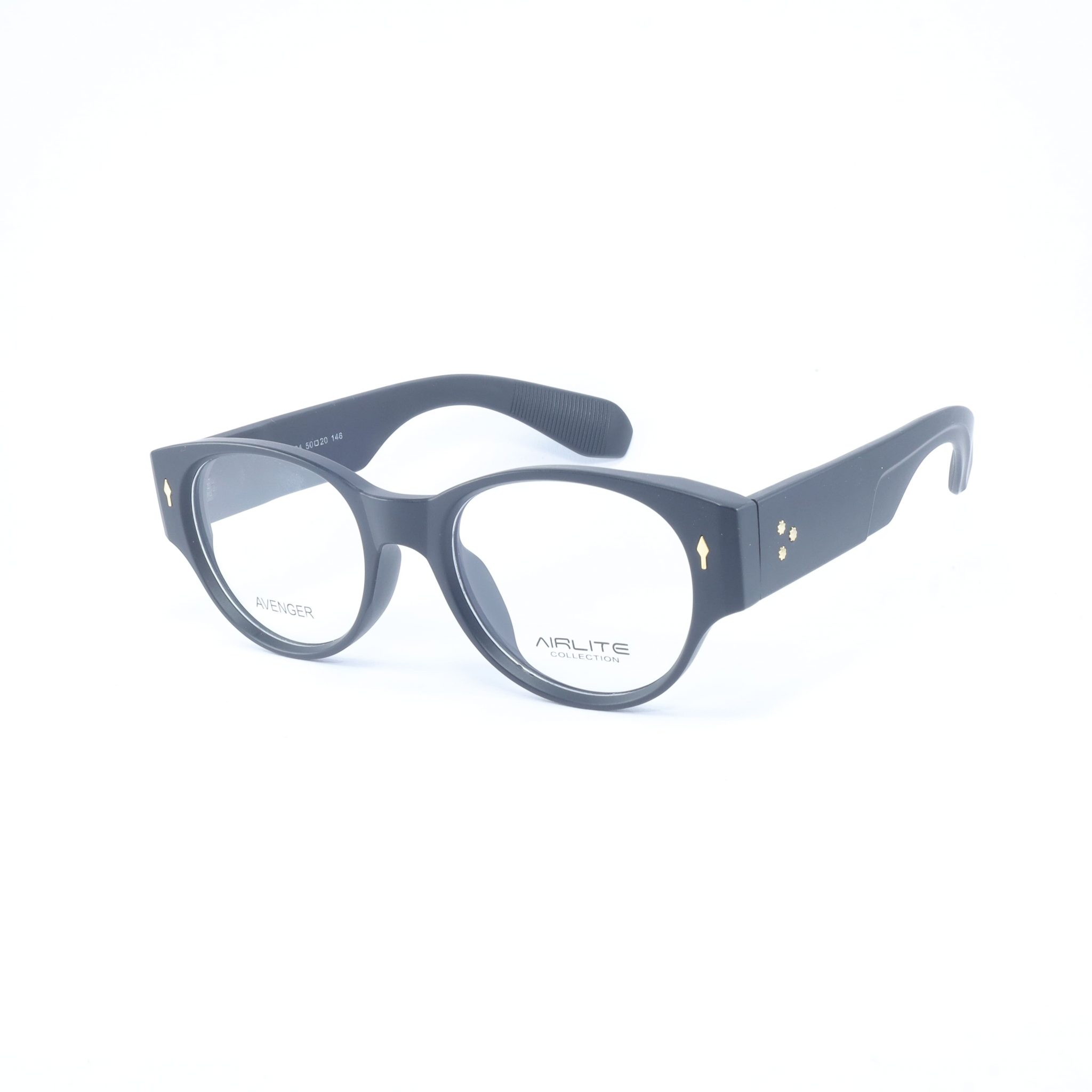 Buy Matt Black Round Eyeglasses for Unisex - Airlite 86364
